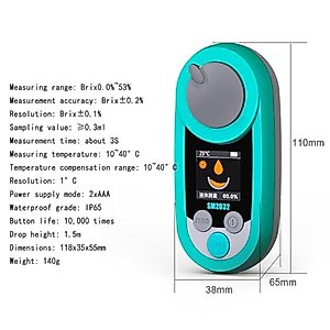 Digital Sugar Meter Refractometer, ±0.2% High Accuracy Brix Meter, 0-53% Range, 3s Fast Measurement, 0.1% Resolution, IP65 Waterproof, for Fruit, Juice, Industrial Solution Concentration