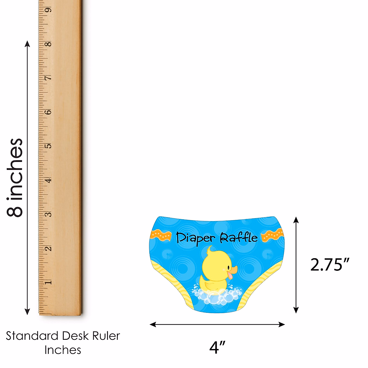 Big Dot of Happiness Ducky Duck - Diaper Shaped Raffle Ticket Inserts - Baby Shower Activities - Diaper Raffle Game - Set of 24