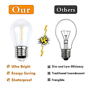 IDEAALS Super Bright 50FT S14 Outdoor String Lights (Extendable Max 250FT), IP65 15 Shatterproof S14 Bulbs Edison Vintage Backyard Lights, Waterproof Commercial Grade Lights for Patio Pergola