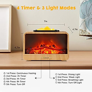 Wax Melt Warmer Electric Melter - Electric Flame Fireplace Wax Burner, Wax Melter for Scented Wax Melts with 4 timer, Flame Light Fragrance Wax Cubes Warmer Gift & Decor for Home Office Studio