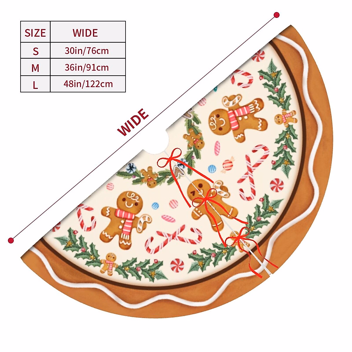 Gingerbread Man Christmas Tree Skirt Xmas Tree Mat Halloween Thanksgiving Christmas Tree Ornaments Decorations Holiday Party Indoor Outdoor 30"
