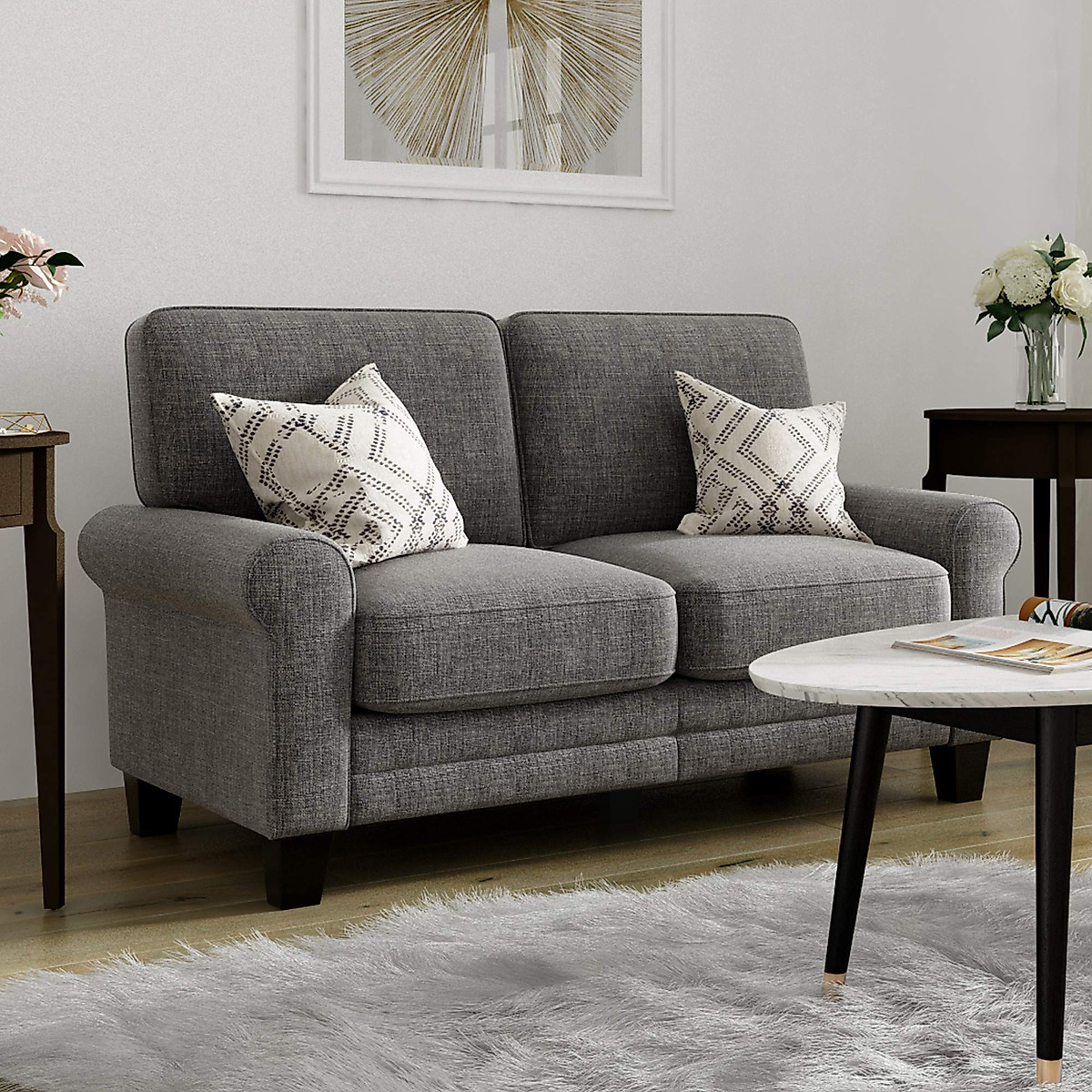 Serta Copenhagen Love Seats, 61" Loveseat, Dark Gray