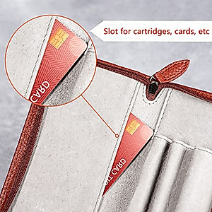 Lanxivi Genuine Leather Fountain Pen Case 3 Divided Slots Black Color, Zippered Pen Case Pouch, Handmade Display Holder for Rollerball Pen