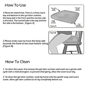 Gel Seat Cushion Comfort Honeycomb Egg Crate Design Gel Pad Provides Excellent Support For Lower Back, Spine, Hips Promotes Venting & Good Sitting Posture For Office Chair Car Sitter Wheelchair