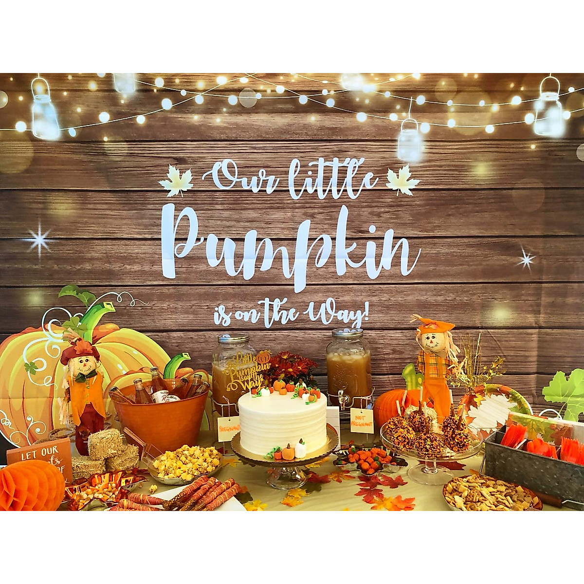Mocsicka Pumpkin Baby Shower Backdrop Our Little Pumpkin is on The Way Rustic Wood Background Autumn Boy Girl Baby Shower Party Decor Banner Fall Baby Shower Backdrops (7x5ft)
