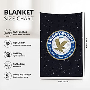 Embry-Riddle Aeronautical University Flannel Throw Blanket, 40x60 Inches Soft Blanket for Couch, Cozy, Warm ，All Season.