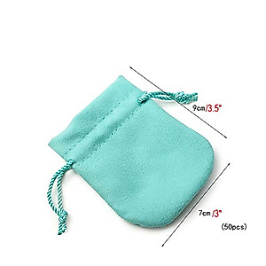 Oirlv Best 50 Pcs 3.5"x3" Velvet Gift Bags Drawstring Jewelry Pouches Wedding Favor Bags（Blue）