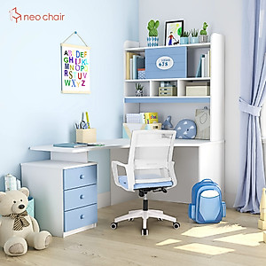 NEO CHAIR Office Chair Ergonomic Desk Chair Mid Back Mesh Computer Chair with Lumbar Support Comfortable Cushion Swivel Adjustable Height Armrest Gaming Chairs for Home Office Desk (Sky Blue)