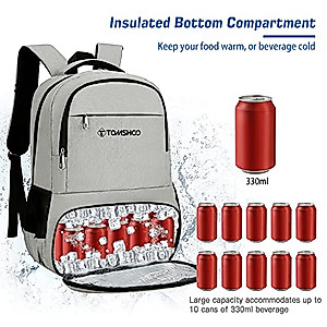 TOMSHOO Lunch Backpack for Men Women, Insulated Cooler Backpack Lunch Bag 15.6 inch Laptop Backpack Reusable Water Resistant for Work Beach Camping Picnics Hiking Travel