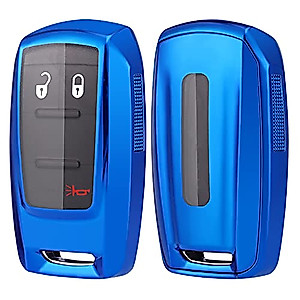for Dodge TPU Protector Key Fob Cover Case fit for 2022 2021 2020 2019 Dodge 1500 5B Rubber Keyless Entry Key Fob OHT-4882056 (Blue)