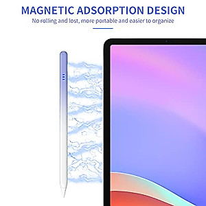 Stylus Pen for iPad with Palm Rejection, Tilt Sensitivity, Magnetic Adsorption, Active iPad Pencil Compatible with Apple iPad (2018 and Later), iPad Pro/Air/Mini for Writing/Drawing (White Purple)