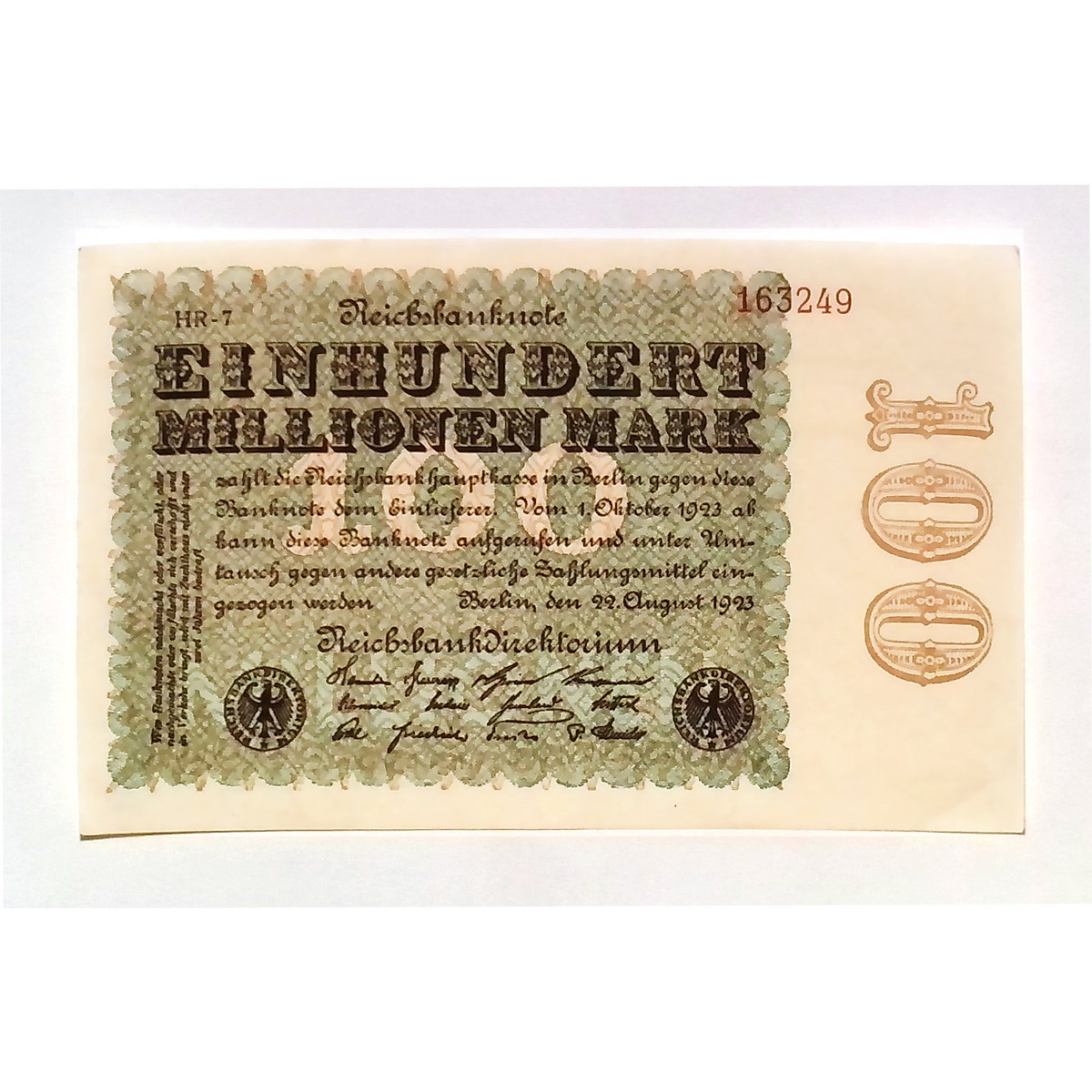 1923 Germany Hyper Inflation Full set of Authentic notes 1 to 100 Million Mark Banknotes (Build Your Own Collection)