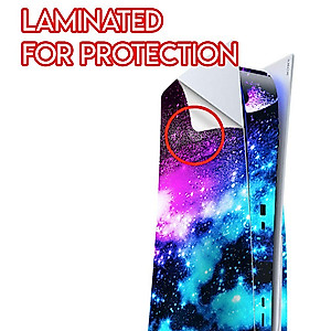ITS A Skin Skins Compatible with Sony Playstation 5 Console Disc Edition - Protective Decal Overlay Stickers wrap Cover - Galaxy Fluorescent