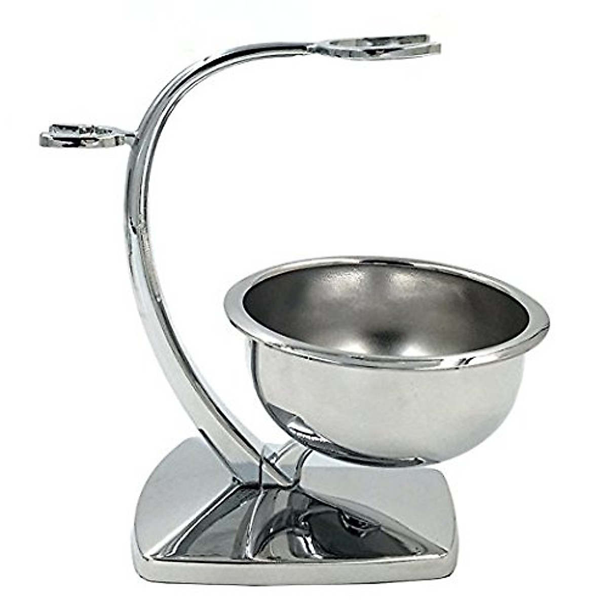 Luxury Premium Quality Set of Chrome Shaving Stand with Shaving Bowl - Compatible with MOST Manual Razors and Brushes