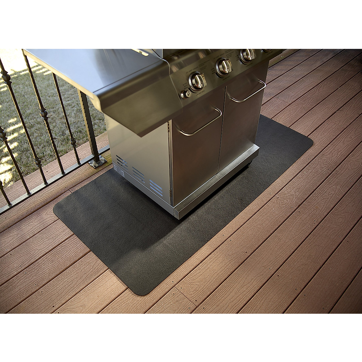 Diversitech Outdoor Gas Grill BBQ Floor Mat 48" x 30" - Absorbant Protection for Decks & Patios, Black