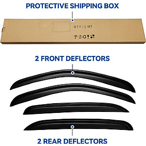 Window Visors Rain Guards for 2007-2013 Chevy Silverado/GMC Sierra 1500/Avalanche Crew Cab, Window Vent Wind Deflectors Visors Shades for 2007-2014 Silverado/Sierra 2500HD-3500HD/Suburban/Yukon XL