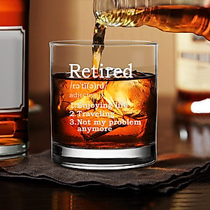 NeeNoNex Retired Definition Whiskey Glass Funny and Great Retirement Gift for Coworkers Boss Mom Dad Funny Dictionary Definition