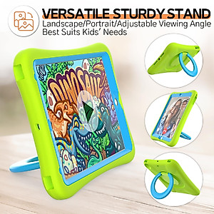 PEPKOO Kids Case for iPad 9.7 2017/2018 - Lightweight Shockproof Handle Stand Rugged Cover for Apple iPad 6th Generation/5th Gen/Air/Air 2 (Green)