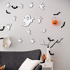 24Pcs Halloween Wall Decor Halloween Ghost Wall Decorations Halloween Decorations Indoor Supply Ghost Wall Decals for Home Bedroom Living Room Office Bathroom Halloween Wall Stickers Decoration