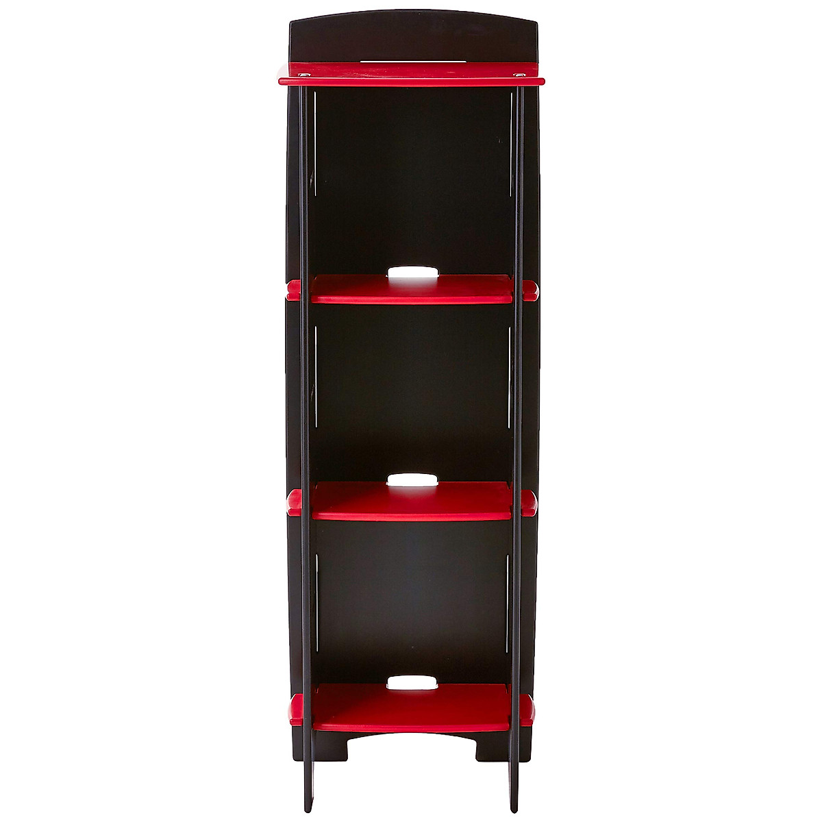 Legaré Furniture Children's Furniture 3-Tier Shelf Bookcase, Storage Organizer with Adjustable Shelves for Kids Bedroom, Red and Black