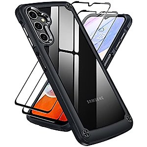 Oneagle for Samsung Galaxy A14 5G Case, Crystal Clear Galaxy A14 5G Phone Case [Never Yellow][Never Break] with 2X Tempered Glass Screen Protectors Military Shockproof Protective Case for Samsung A14