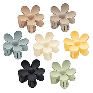 7 Pack Flower Claw Clips, Hair Clips for Women and Girls, 3" Medium Hair Claw Clips Matte Hair Clip Strong Neutral Hair Claws Cute Claw Clip Hair Accessories for Thin Hair