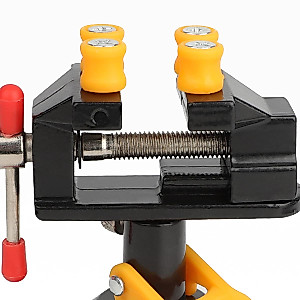 Saipe Universal Mini Table Vise Clamp 360° Suction Vice Clamp Drill Press Vise Table Bench Vice Craft Vise DIY Sculpture Craft Carving Tool for Jewelry Watch Walnut