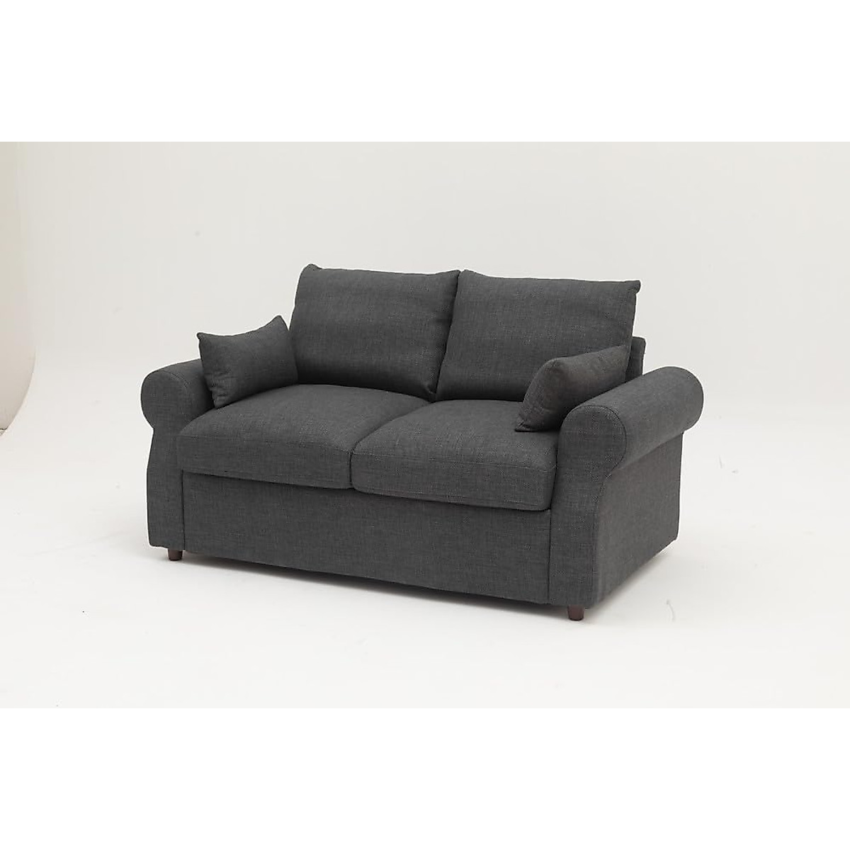 Panana Linen Fabric Sofa with Lift-up Under Storage, Light or Dark Gray, 2 or 3 Seater (Dark Gray Linen Fabric, 2 Seater)