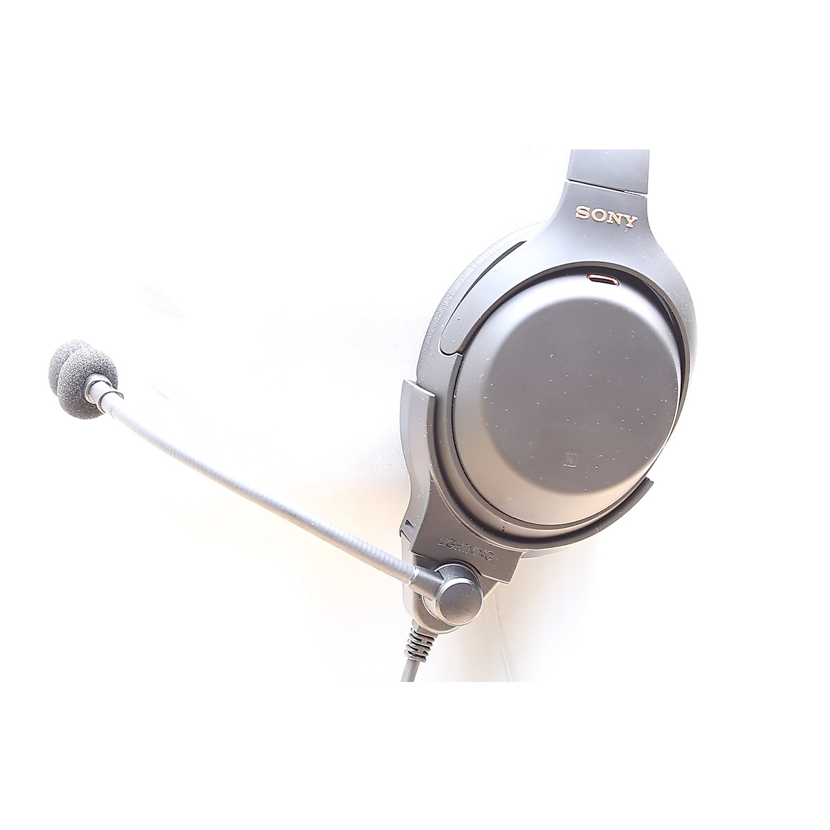 Crystal Mic Pro Lightning with TSOd Intricon Microphone. Compatible for Sony WH-1000XM3/4 ANR Headphones. Transforms Your Headphone into an ANR Aviation Headset