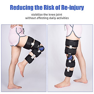 Tairibousy Hinged ROM Knee Brace Post Op Knee Brace Adjustable Knee Immobilizer Support with Side Leg Stabilizers