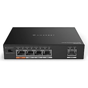 Amcrest 5-Port POE+ Switch (4-Port POE+) Metal Housing, POE 802.3af/at 60W (AMPS4E4P-AT-60)