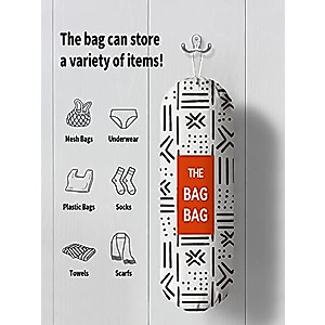 XIKAINUO Funny Geometric Pattern Kitchen Grocery Bag Storage Holder, Washable Canvas Grocery Shopping Bags, Hanging Trash Bag Dispensers, Home Kitchen Bathroom Decor for Women Mom Grandma Gift