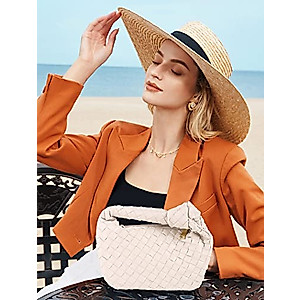 Women Kontted Woven Bag Handbag Hobo Bag Leather Woven Fashion Designer Ladies Clutch Purse Dumpling Shoulder Bag for Women (Silver)