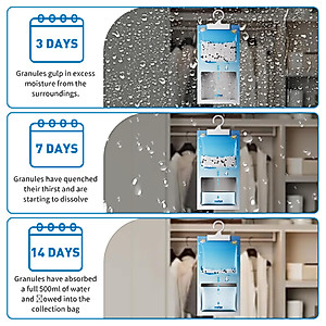 TABYIK Moisture Absorber Packets,10 Packs Dehumidifier Bags for Closet,Basements, Bathrooms,500ml Each,Fragrance Free