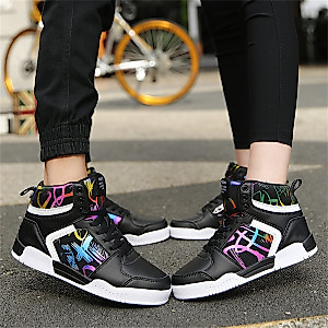 MG ZERVIX Unisex Fashion Sneakers High Top Skate Shoes Stylish Casual Hip Hop Shoes (Black, Adult, Men, Numeric_10, Numeric, us_Footwear_Size_System, Medium)