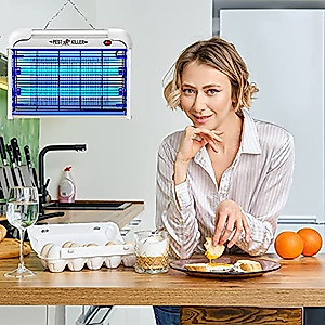 Indoor Electric Bug Zapper, 2800V Powerful Flying Insect Mosquito Killer w/ 20W Blue Light Attract, Plug-in Pest Control Machine for Moth, Fruit Fly, Fungus Gnat, Garage Bug Catcher/Eliminator/Trap