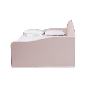 Baxton Studio Timila Modern and Contemporary Light Pink Velvet Fabric Upholstered Queen Size Daybed