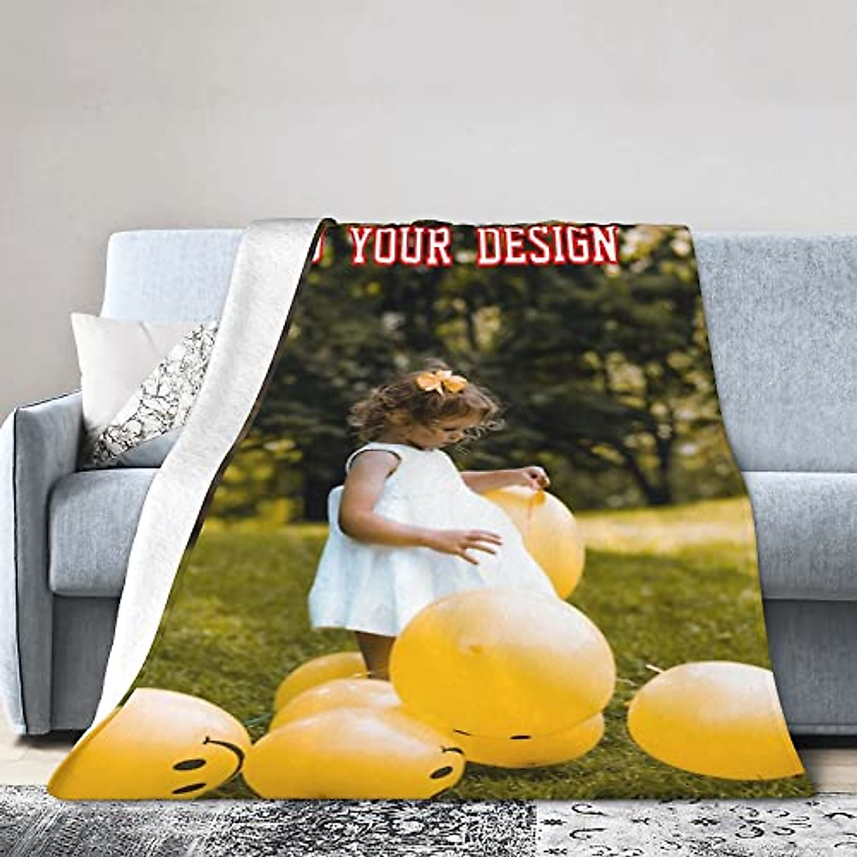 Custom Blanket with Photos Personalized Blanket Customized Throw Blanket Photos Custom Gifts for Christmas, Kids, Adults, Family Friends Lovers Dog Pets Personalized Birthday 40x30 in