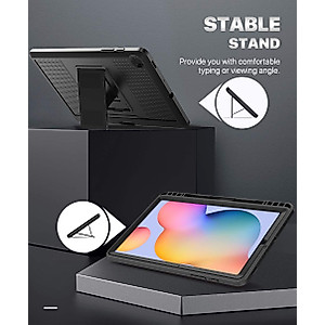 MoKo Case for Samsung Galaxy Tab S6 Lite 10.4 Inch 2024/2022/2020 (SM-P620/P625/P613/P619/P610/P615),Shockproof Full Body Rugged Hybrid Cover with Screen Protector & Pencil Holder - Black