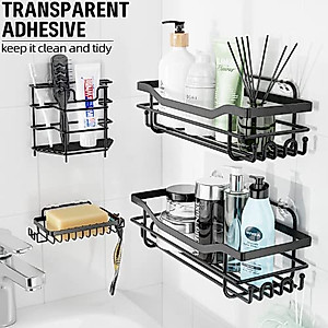 QQJOYCCI 4 Pack Shower Caddies Bathroom Shelf,No Drilling Adhesive Bathroom Storage Organizer,304 Stainless Steel Rustproof Shower Rack for Bathroom Organizer/Shower Organizer/Kitchen