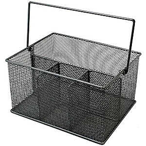 Sorbus® Utensil Caddy — Silverware, Napkin Holder, and Condiment Organizer — Multi-Purpose Steel Mesh Caddy—Ideal for Kitchen, Dining, Entertaining, Tailgating, Picnics, and Much More (Black)