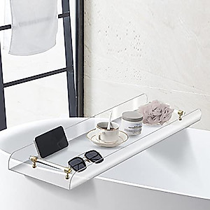 Bathtub Tray,31" Clear Acrylic Bathtub Caddy Tray Bath Tray with Gold Handle,Luxury Bathtub Tray,Bathroom Tray Tub Rack,Table Caddy Tray,Bathroom Accessories for Home Spa,Luxury Gift for Women