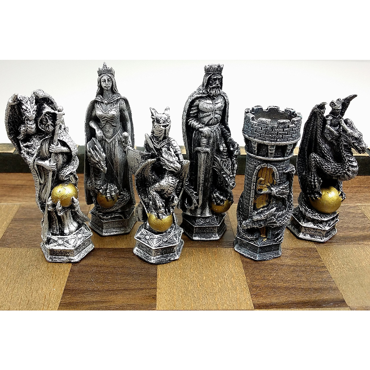 HPL King Arthur Camelot Knights Medieval Times Dragon Fantasy Chess Set W Castle Board 17"