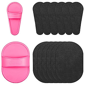 32 Pieces Hair Removal Pads Smooth Away Facial Hair Remover 2 Sizes Hair Removal Pads and 30 Pieces Exfoliation Fine Sandpaper for Women Girls Crystal Body Lip Facial Hair Depilatories