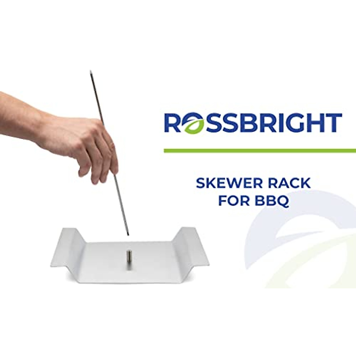 Rossbright Skewer Hack for BBQ - 3 Stick Sizes - Stainless Steel Stand for Upright, Vertical Grilling - Ideal Holder for Brazilian Meats, Gaucho Style, Chicken, Steak - Complete with Basting Brush