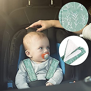 HNHUAMING Baby Car Seat Strap Covers Shoulder Pads for Baby Kid, Green Baby Car Seat Head and Body Support,2-in-1 Reversible CarSeat Insert,Soft Cushion for Stroller, Swing, Bouncer,Green Sage