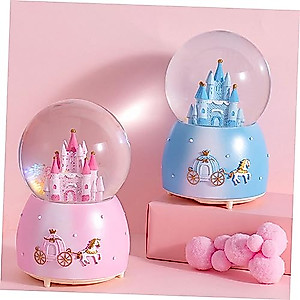 VOSAREA Castle Crystal Ball Princess Castle Snow Globe Castle Snow Globes Musical Castle Globe Music Gifts Girl Gift Table top Decor Glowing Crystal Ball Crystal Ball Gift Musical Ornament