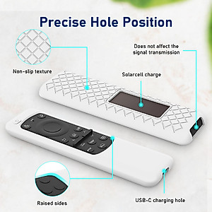 Silicone Protective Case for Samsung Smart Solar Cell Remote Control BN59-01432A BN59-01432J BN59-01432B BN59-01432 2023 TM2360E, Anti Slip Shockproof Silicone Cover with Lanyard (White)