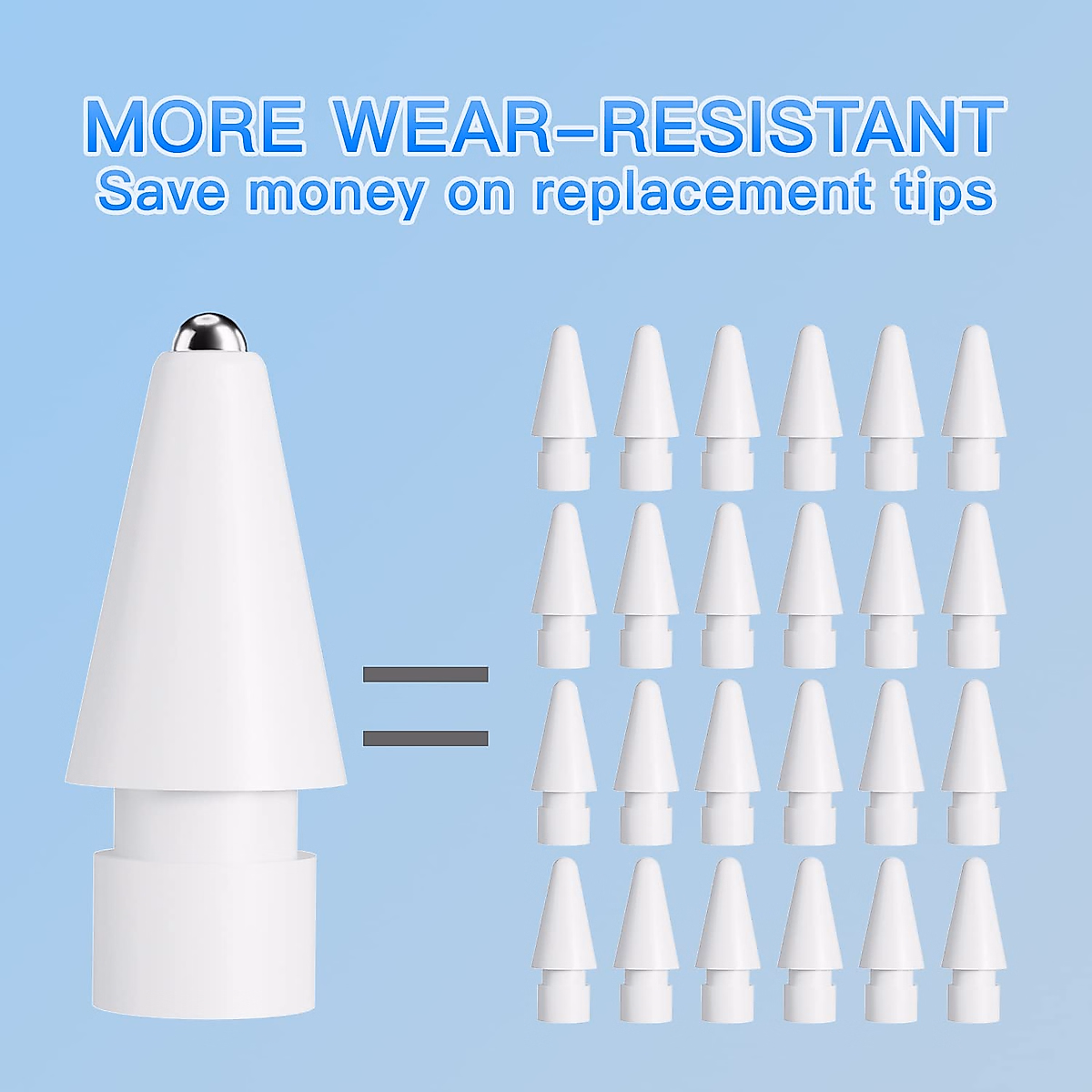 Apple Pencil Replacement Tips - Qreninv Upgraded Nibs Compatible with Apple Pencil 1st/2nd Generation, Precise Control, Penlike Metal Nib Wear [2 Pack]