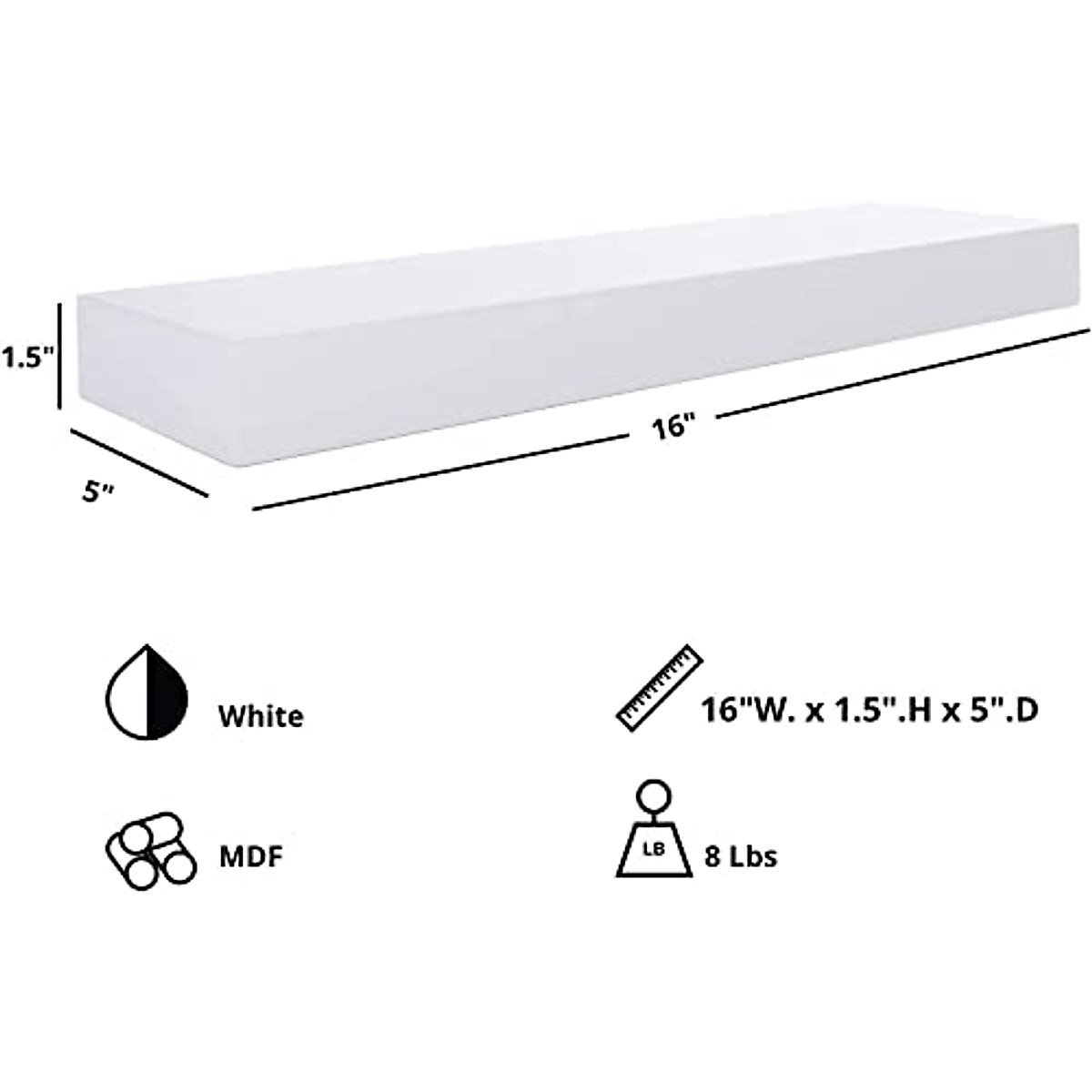 kieragrace FN00293-8MC Modern Floating-Shelves, Pack of 3, White